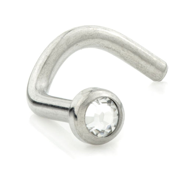 Titanium Disc Gem Nose Stud - Gem Colour Crystal with Silver Bar Colou ...